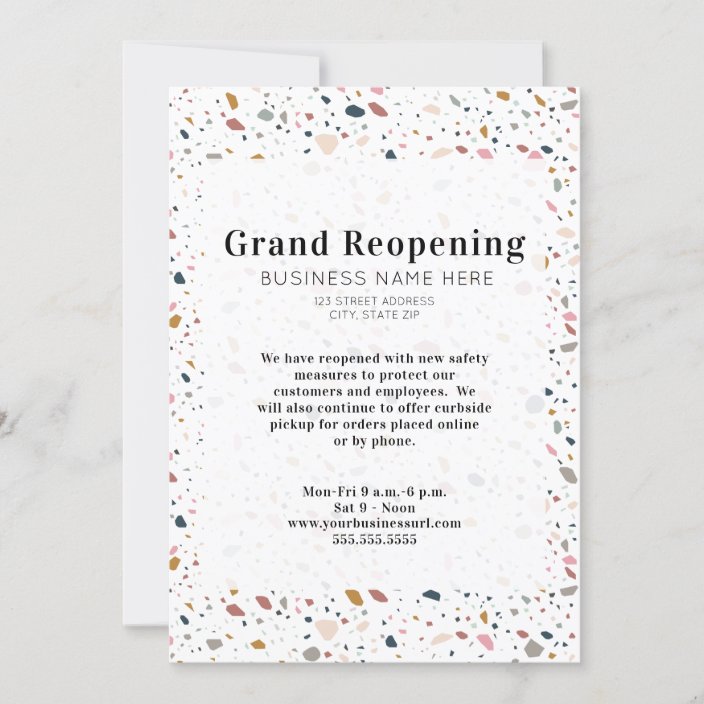 Generic Business Grand Reopening Terrazzo Invitation | Zazzle.com