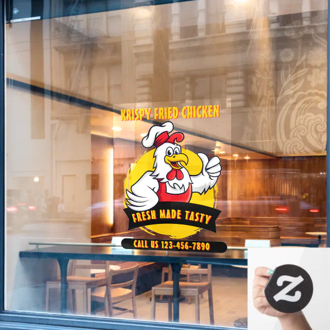 Generic Customize Fried Crispy Chicken Front Window Cling | Zazzle