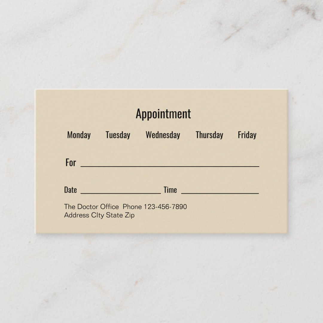 Generic Doctor Office Appointment Cards | Zazzle