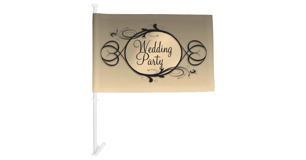 Generic Gold Wedding Party Car Flag | Zazzle