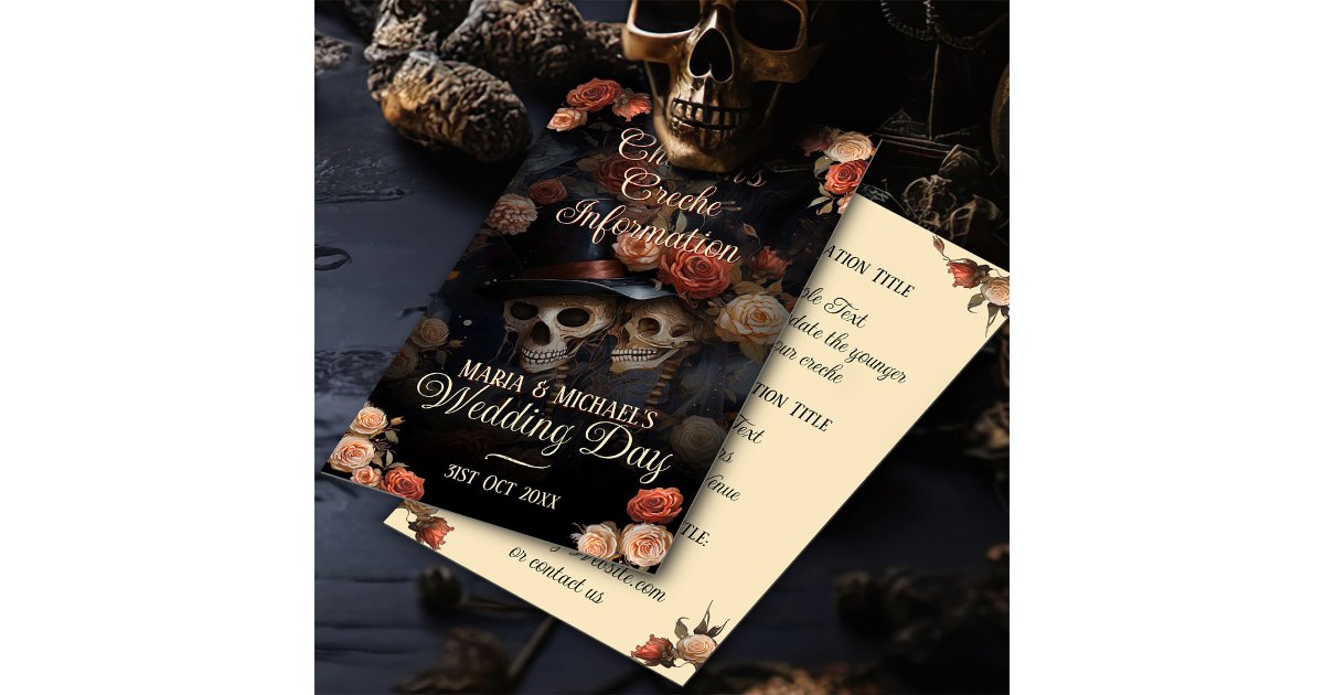 Generic Gothic Vintage Kissing Skeletons Wedding Enclosure Card | Zazzle