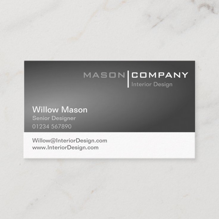 Generic Gray and White Corporate Business Card | Zazzle
