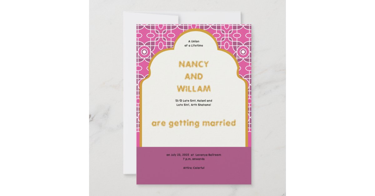 Generic Indian Wedding Invitation in Dark Pink | Zazzle