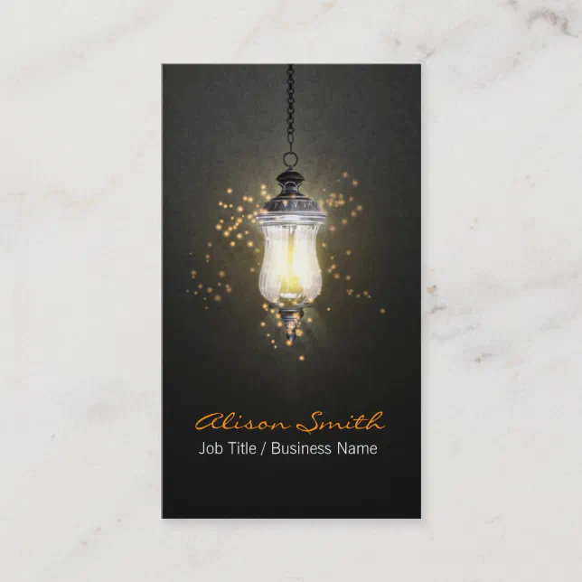 Generic lamp with fireflies business card | Zazzle