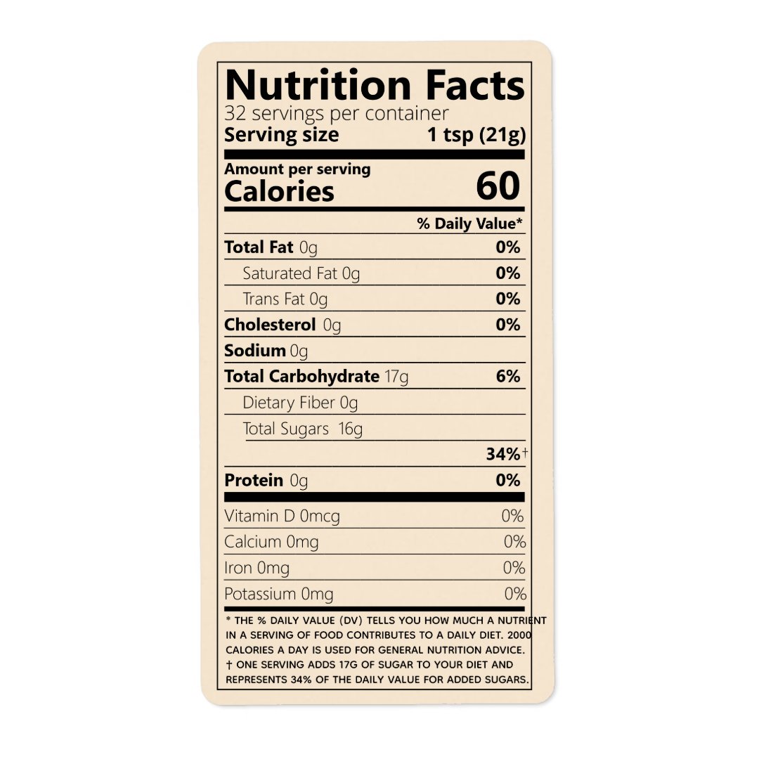Generic Nutrition Facts Template Food Product Label | Zazzle