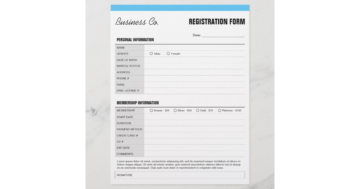 Generic Registration Form Customizable Flyer | Zazzle