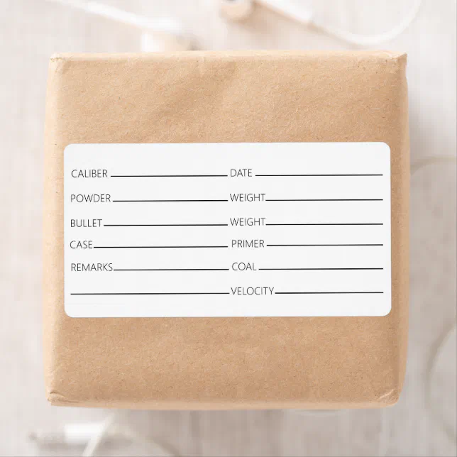 Generic Reloading Data Label Template | Zazzle