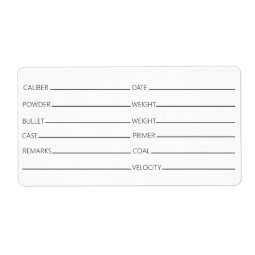 Generic Reloading Data Label Template | Zazzle