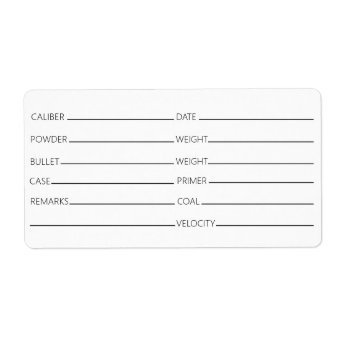 Generic Reloading Data Label Template | Zazzle