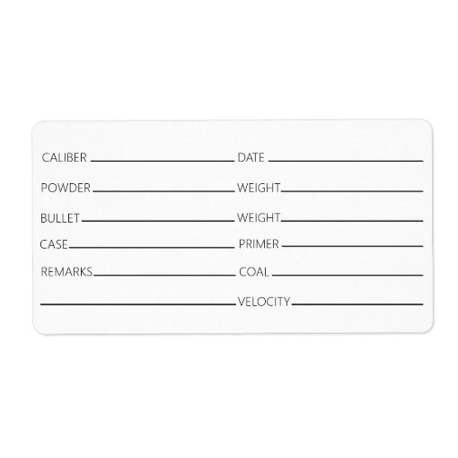 Generic Reloading Data Label Template | Zazzle