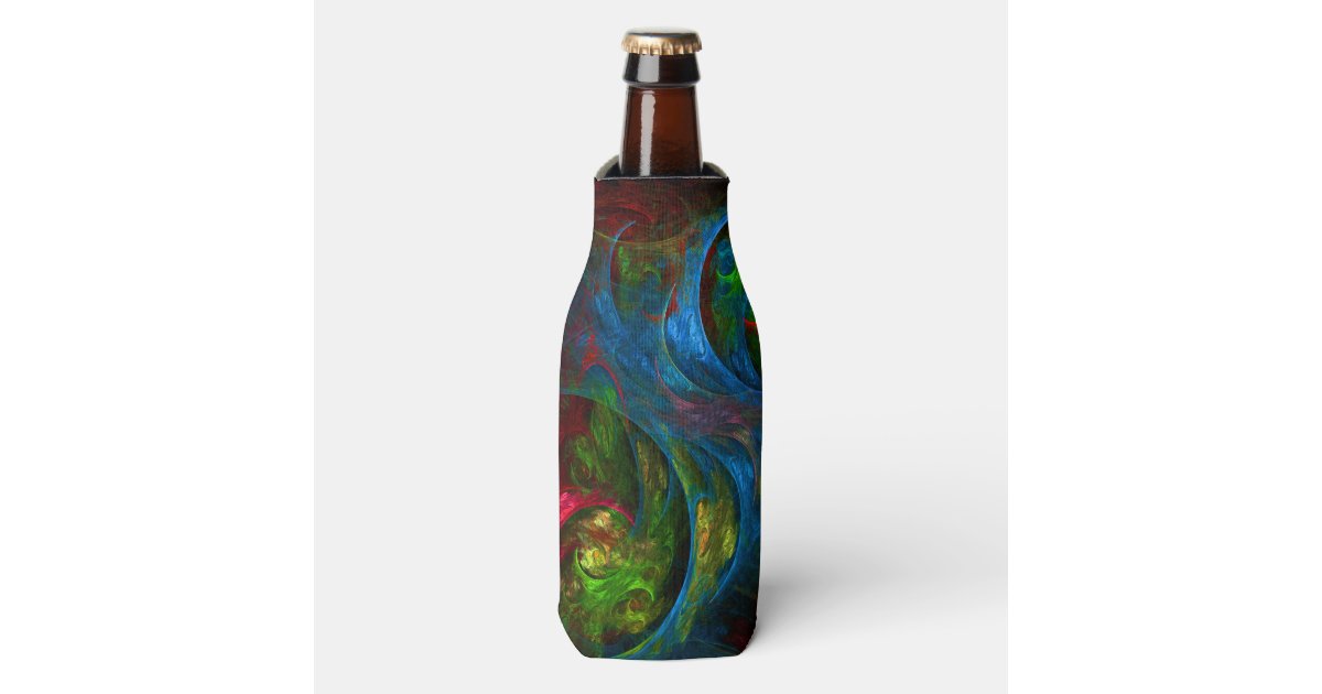 Genesis Blue Abstract Art Bottle Cooler | Zazzle