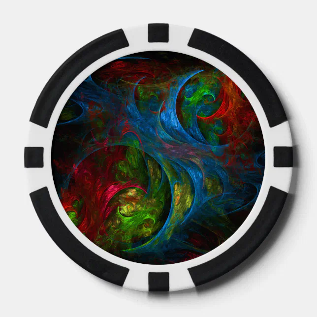 Genesis Blue Abstract Art Poker Chips | Zazzle