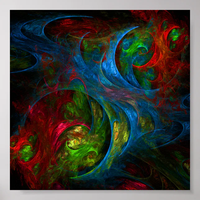 Genesis Blue Abstract Art Poster | Zazzle