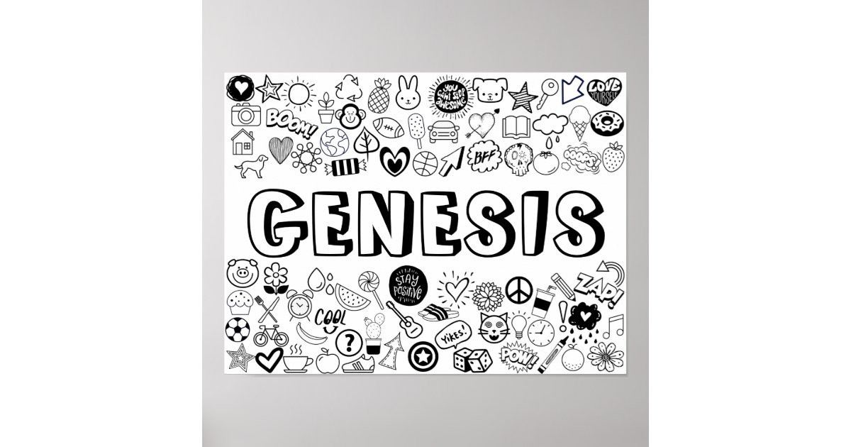'GENESIS' Colour-it-Yourself Outline Design Poster | Zazzle