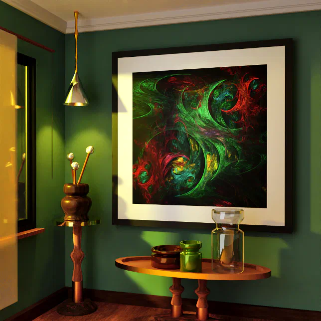 Genesis Green Abstract Art Poster | Zazzle