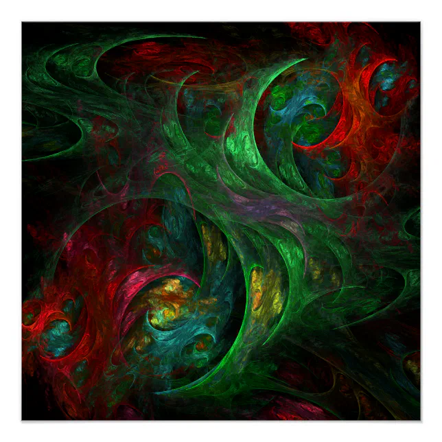 Genesis Green Abstract Art Poster | Zazzle