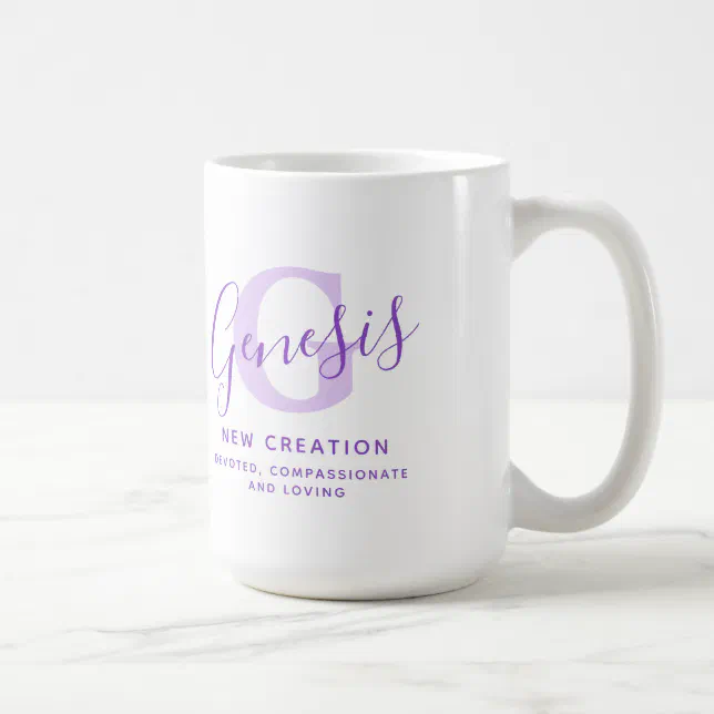 Genesis name meaning monogram G purple text Coffee Mug | Zazzle