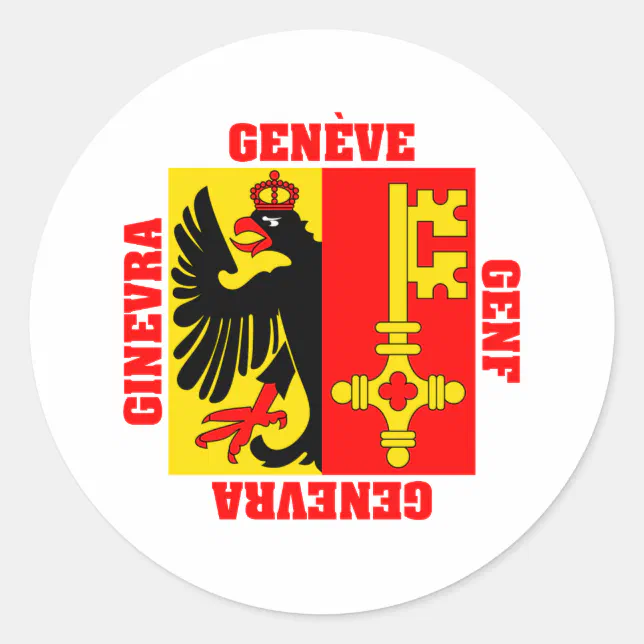 Geneva Switzerland Canton Flag Classic Round Sticker | Zazzle