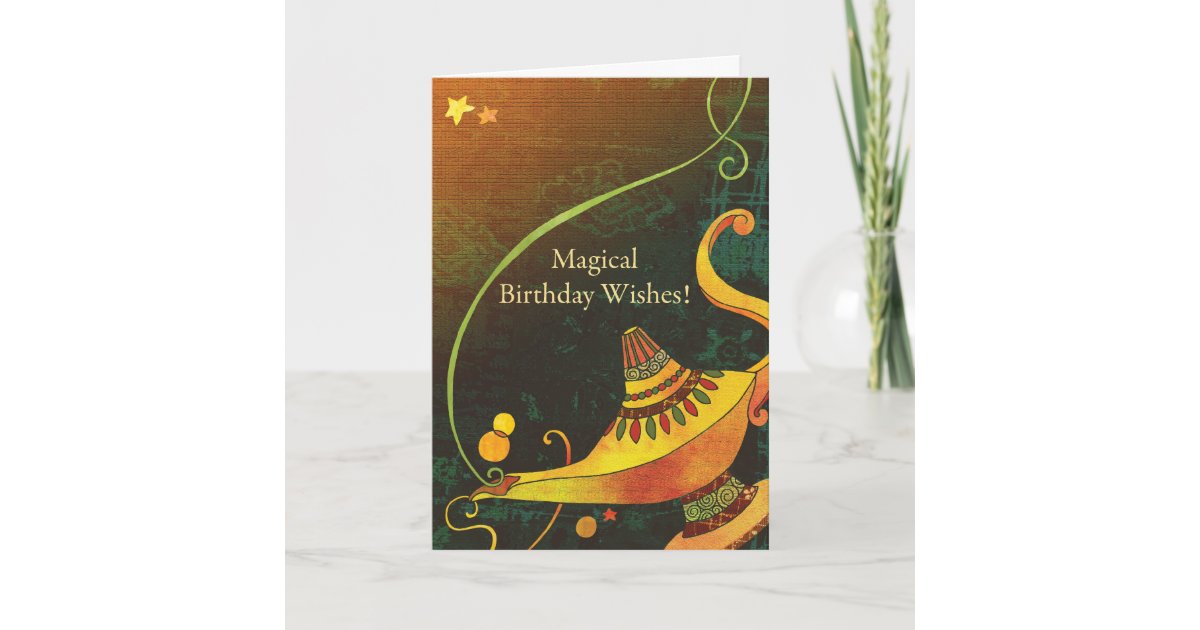 Genie's Lamp Birthday Wishes Card | Zazzle.com