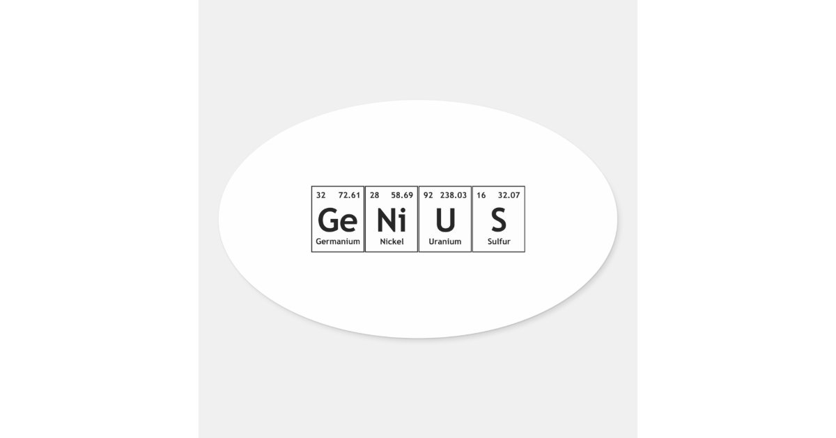 GeNiUS Chemistry Periodic Table Words Elements Oval Sticker | Zazzle
