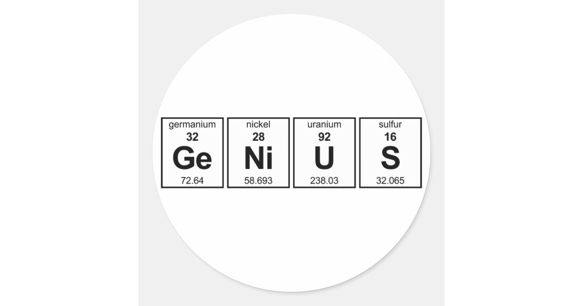 GeNiUS Periodic Table Classic Round Sticker | Zazzle