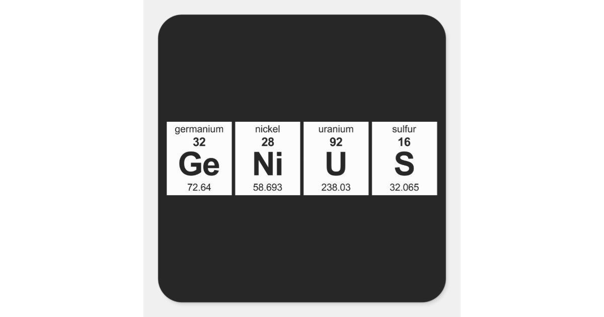 GeNiUS Periodic Table Square Sticker | Zazzle
