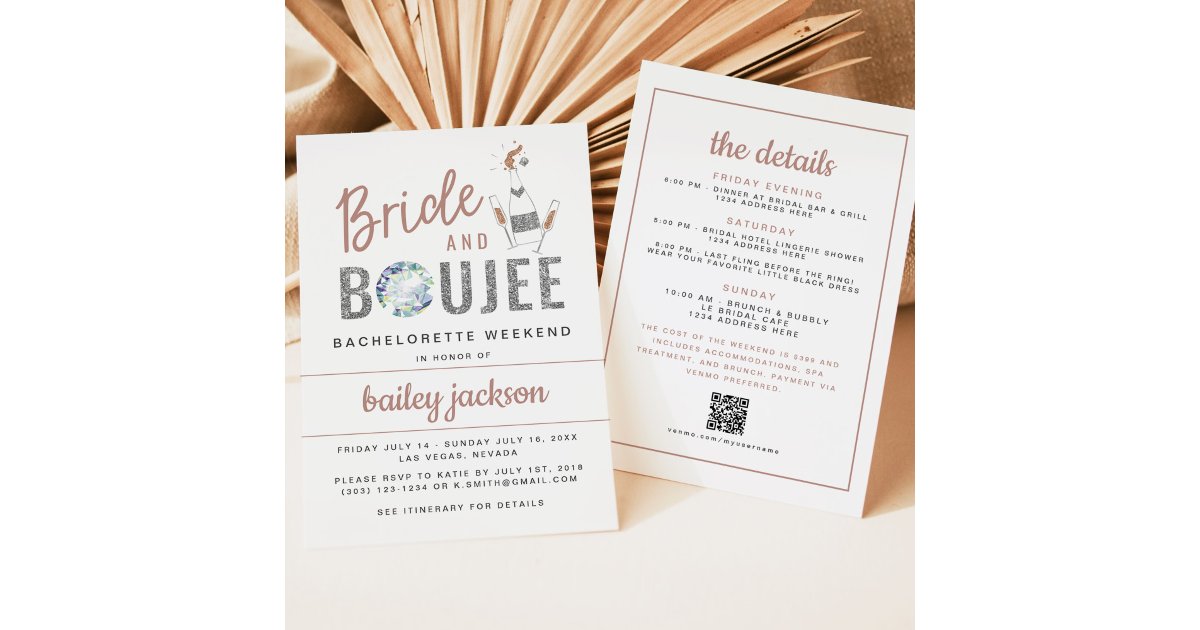GENNA | Bride and Boujee Bachelorette Itinerary Invitation | Zazzle
