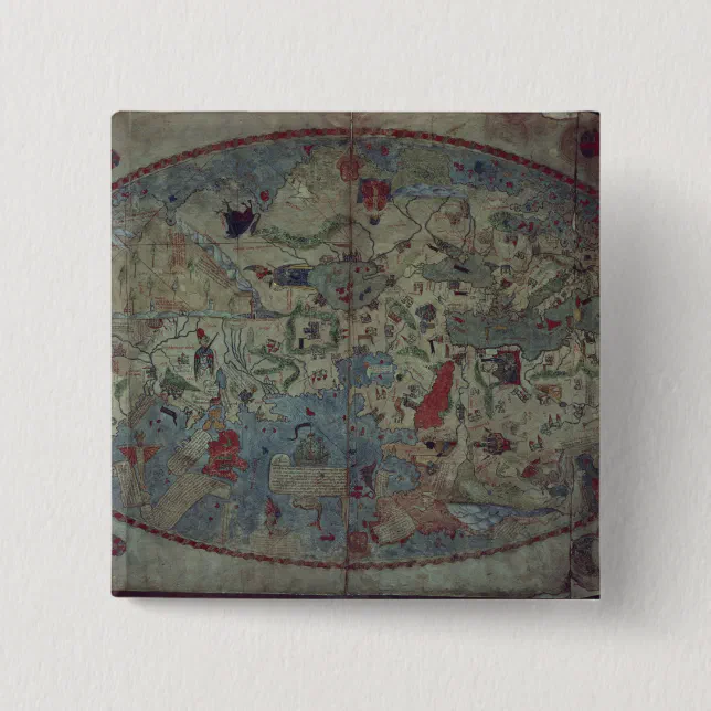 Genoese world map, designed by Toscanelli Button | Zazzle
