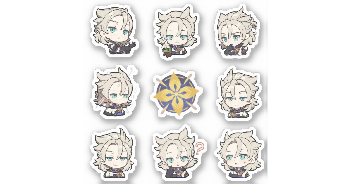 Genshin Impact Chibi Albedo Stickers | Zazzle