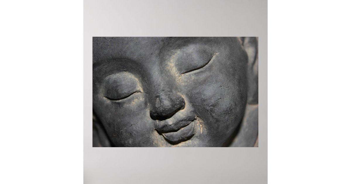 Gentle Buddha Face Stone Sculpture Poster | Zazzle