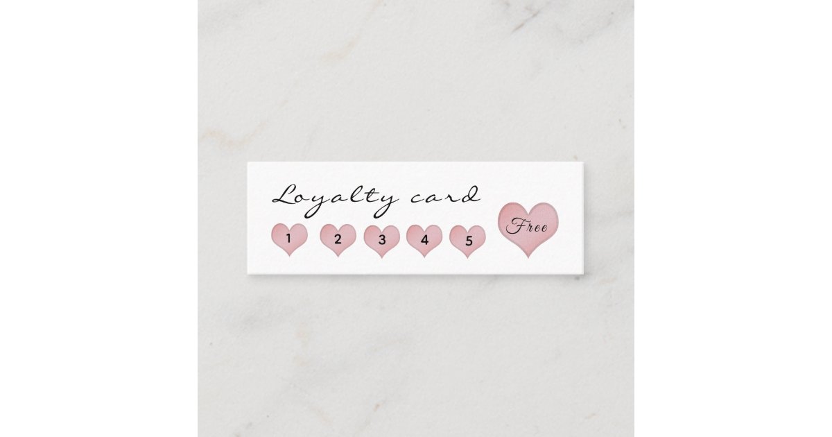 Gentle cute pink hearts calligraphy loyalty card | Zazzle