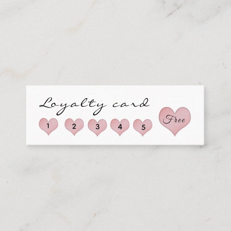 Gentle cute pink hearts calligraphy loyalty card | Zazzle