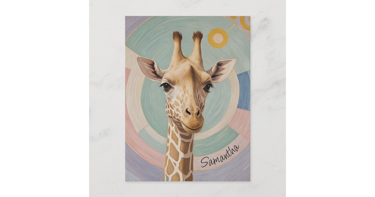 Gentle Giant: Pastel Giraffe Postcard | Zazzle