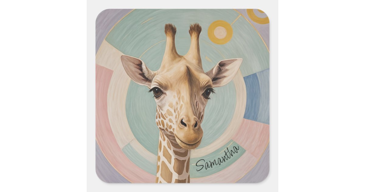 Gentle Giant: Pastel Giraffe Square Sticker | Zazzle