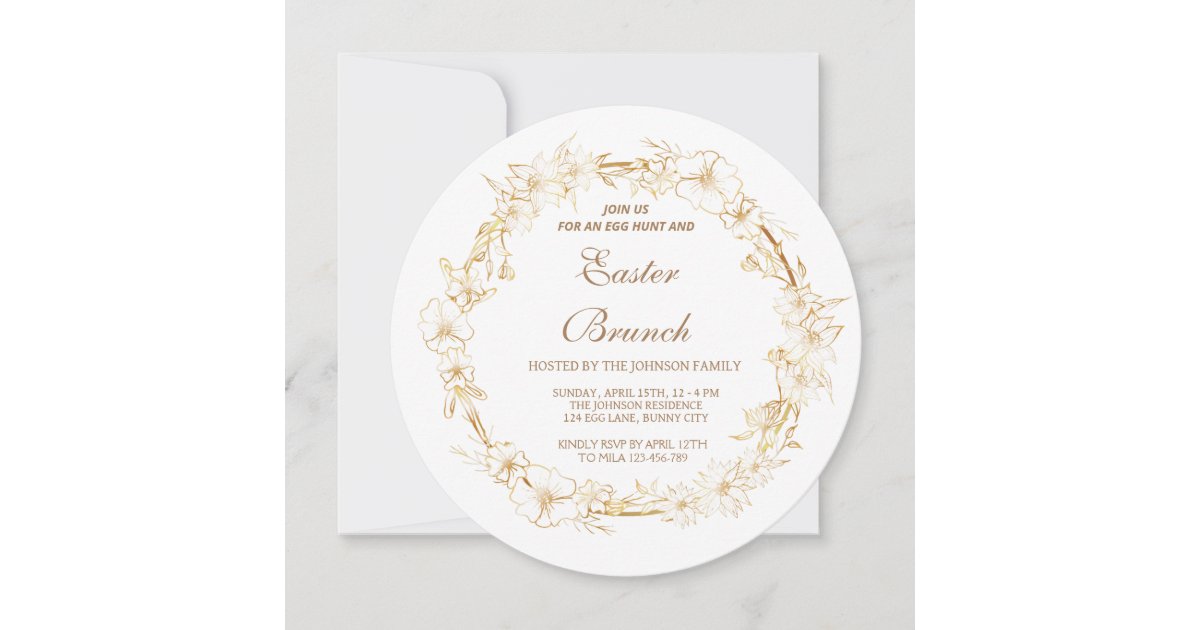 Gentle gold wreath, spring Ester branch Invitation | Zazzle