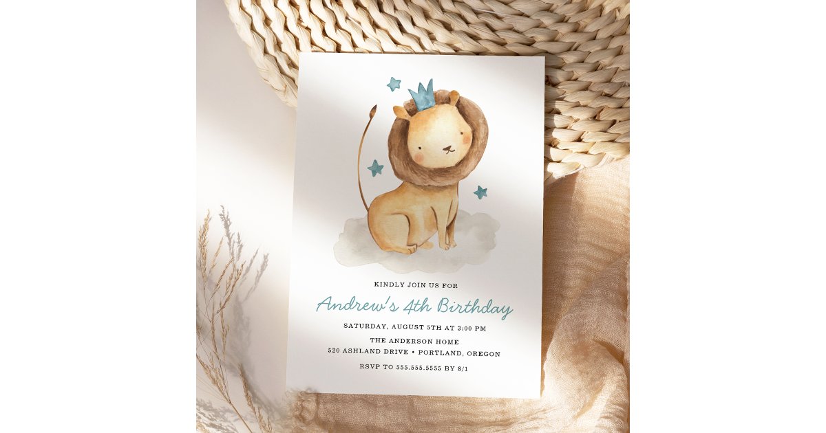 Gentle Lion Birthday Party Invitation | Zazzle