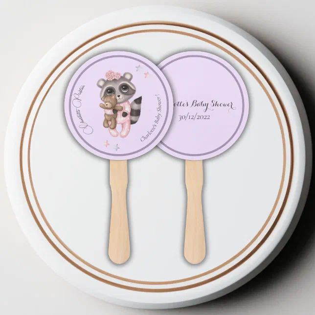 Gentle Raccoon Animal Girl Baby Shower Hand Fan | Zazzle