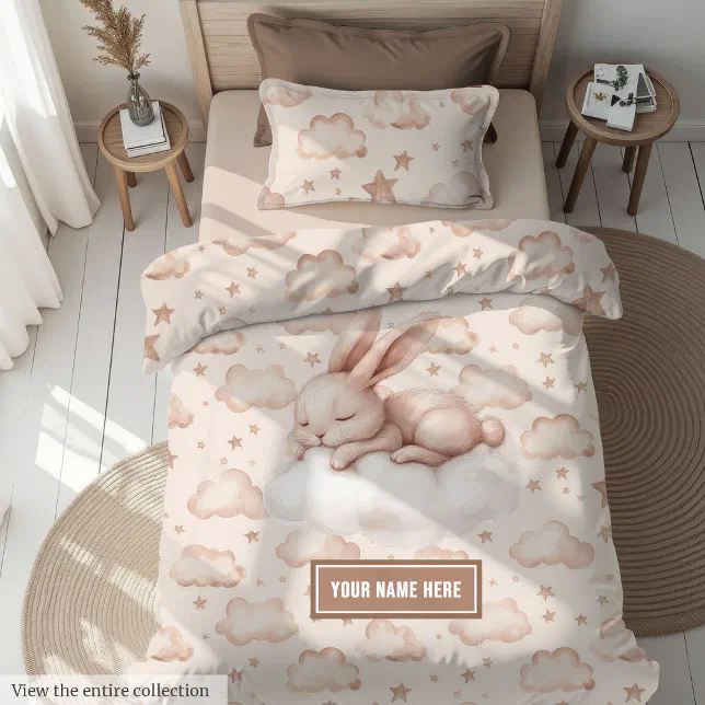 Gentle sleeping bunny duvet cover for newborn boy | Zazzle