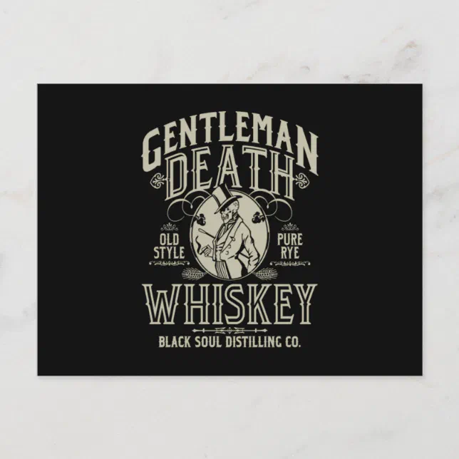 Gentleman Death Old Style Pure Rye Whiskey Postcard | Zazzle