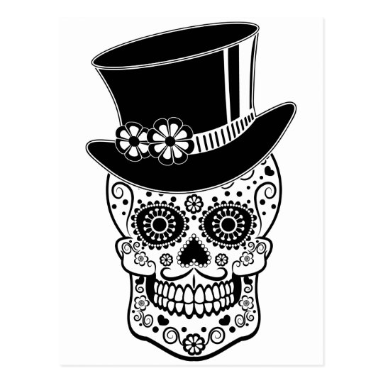 Gentleman Sugar Skull Postcard | Zazzle.com