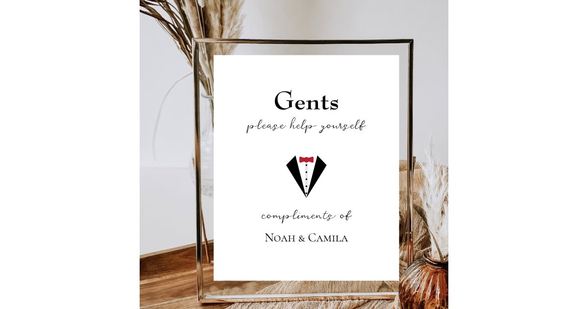 Gentlemen Bathroom Basket Compliments Bride Groom Poster | Zazzle