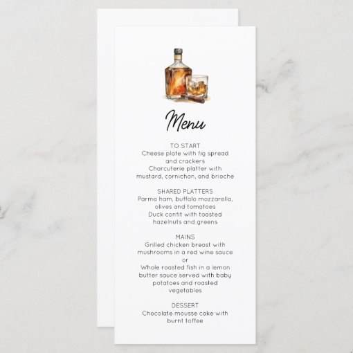 Gentlemen's Whiskey & Cigar Menu | Zazzle