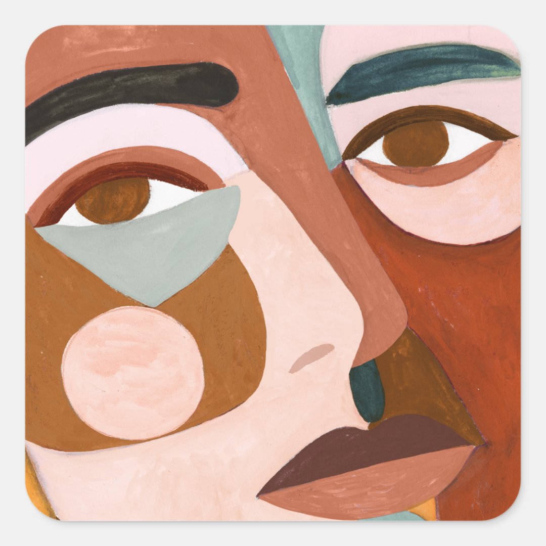 Geo Face Upclose Square Sticker | Zazzle
