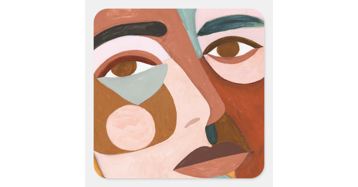 Geo Face Upclose Square Sticker | Zazzle