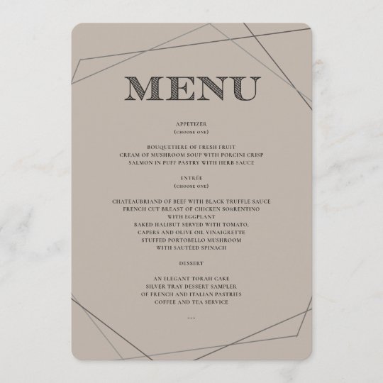 Geo Modern Bar/Bat Mitzvah Menu | Zazzle.com