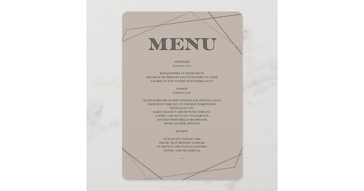 Geo Modern Bar/Bat Mitzvah Menu | Zazzle