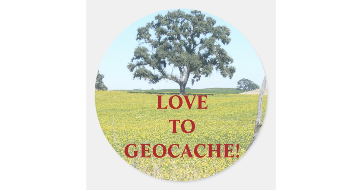 GEOCACHE STICKER, "Love to geocache" Classic Round Sticker | Zazzle