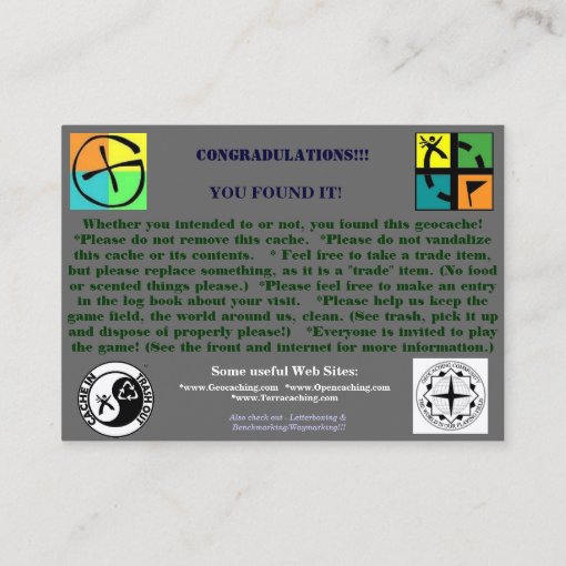 Geocaching Stash Cards | Zazzle