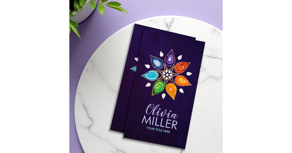 Geode Chakras Mandala - Lotus Petals Business Card | Zazzle