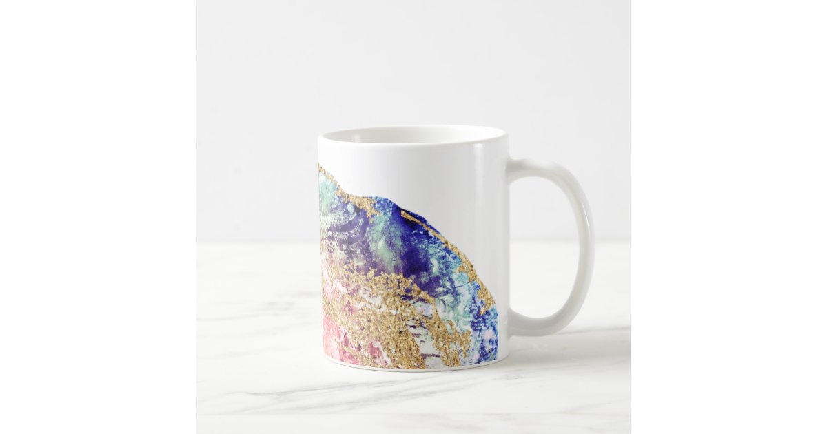 Geode Watercolor Agate Gold Glitter Rock Coffee Mug | Zazzle